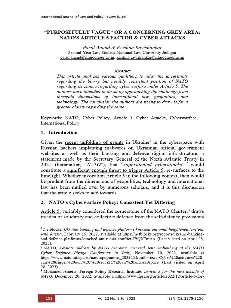 Purposefully Vague - or A Concerning Grey Area | PDF | Cyberwarfare ...