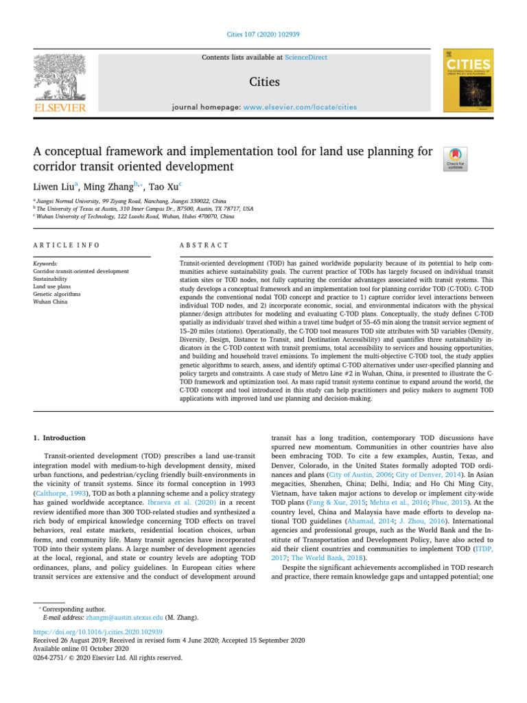 8 - A Conceptual Framework and Implementation Tool For Land Use Planning For Corridor Transit ...