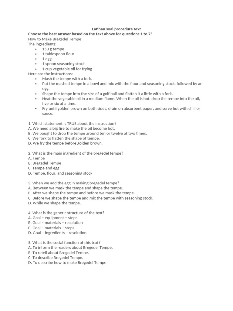 Bregedel Tempe Preparation Guide | PDF