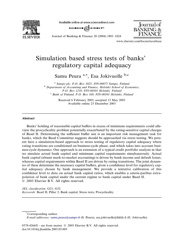 Simulation Based Stress Tests of Banks Regulatory Capital Adequacy ...