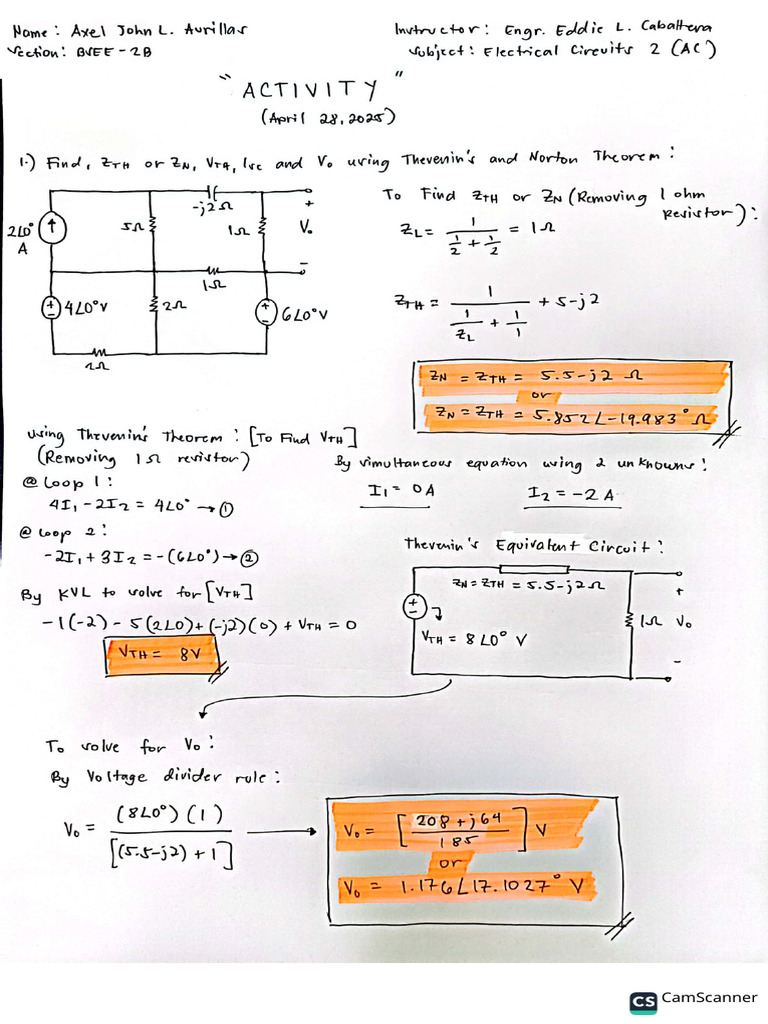 Axel Aurillas Bsee2b Electrical Circuits Activity April 28 2025 | PDF