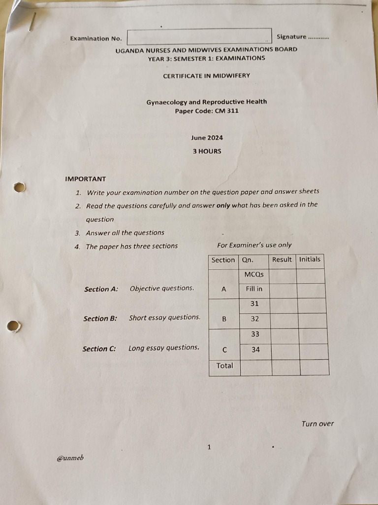 3.1 CM Unmeb Gyn N Reproductive H June 2024@musawojosye | PDF
