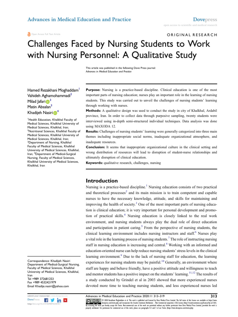Challenges Faced by Nursing Students To Work With | PDF | Nursing ...