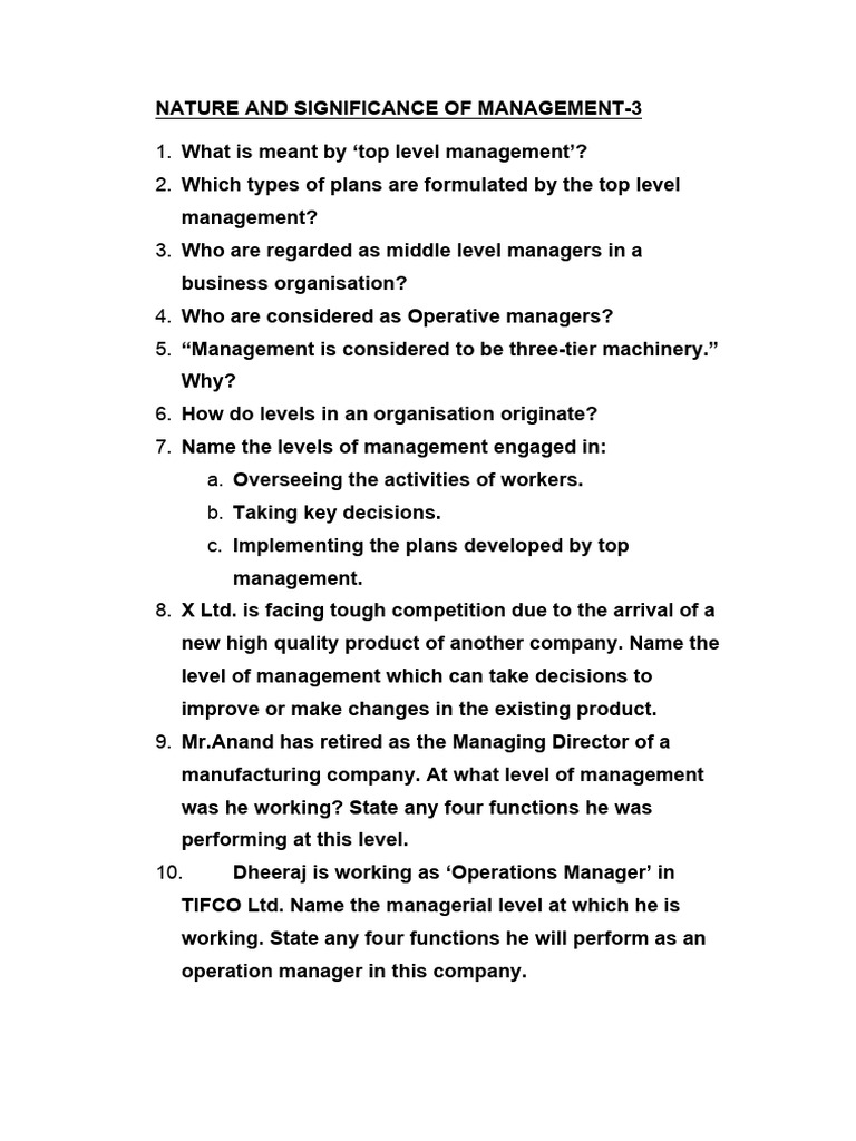 Understanding Management Levels | PDF
