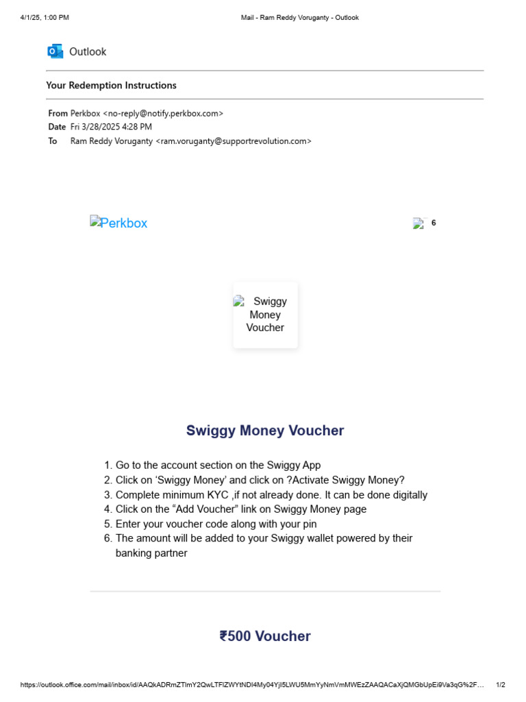 Swiggy Money Voucher Redemption Guide | PDF | Computing | Mobile Computers
