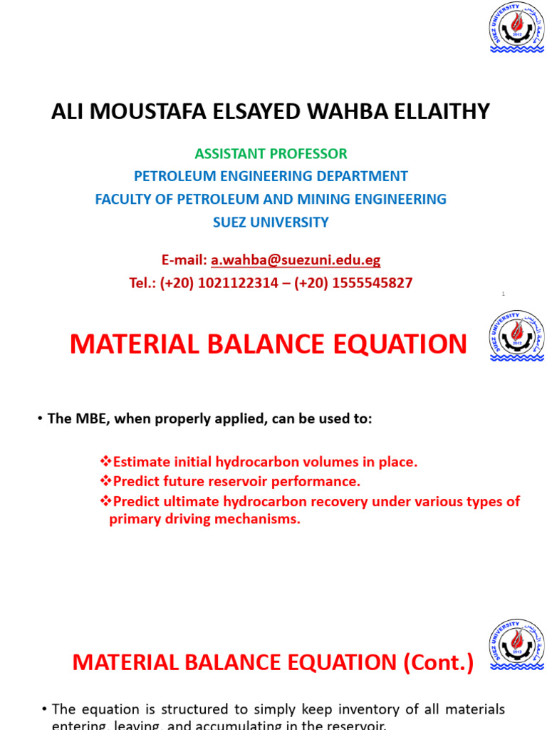 Material Balance Equation | PDF
