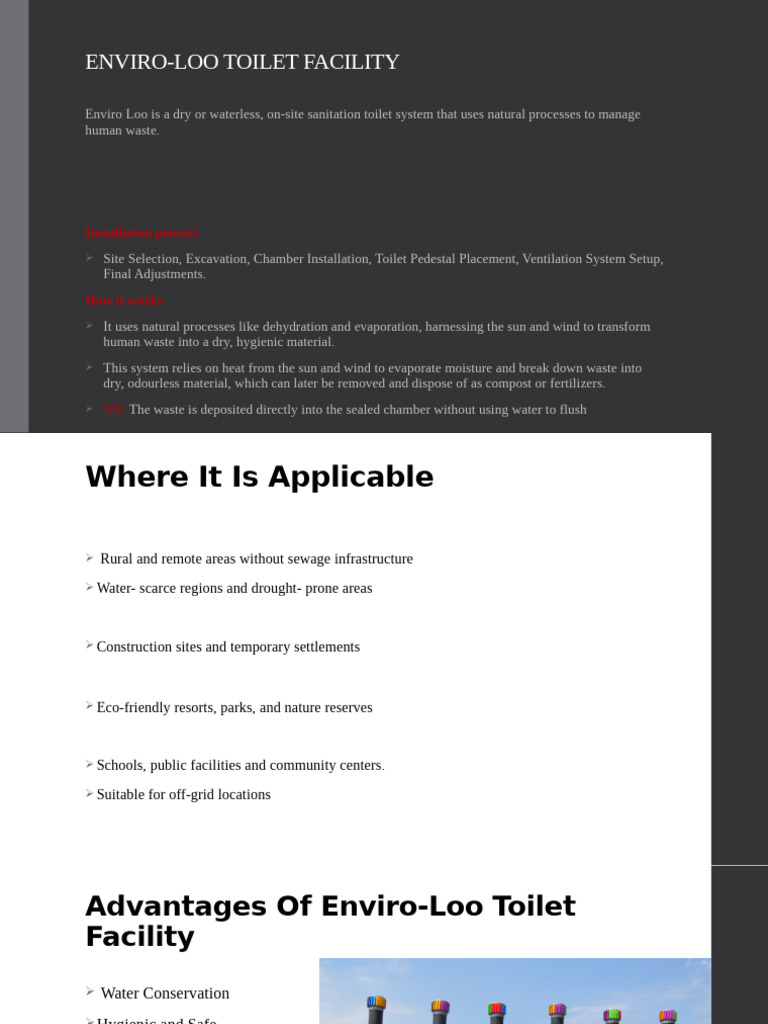 Presentaton On Enviro-Loo and KVIP Toilet Facilities | PDF | Toilet | Biodegradable Waste Management