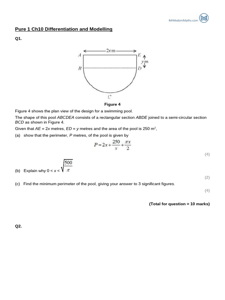 Pure 1 Ch12 Differentiation and Modelling | PDF | Geometry | Elementary Mathematics
