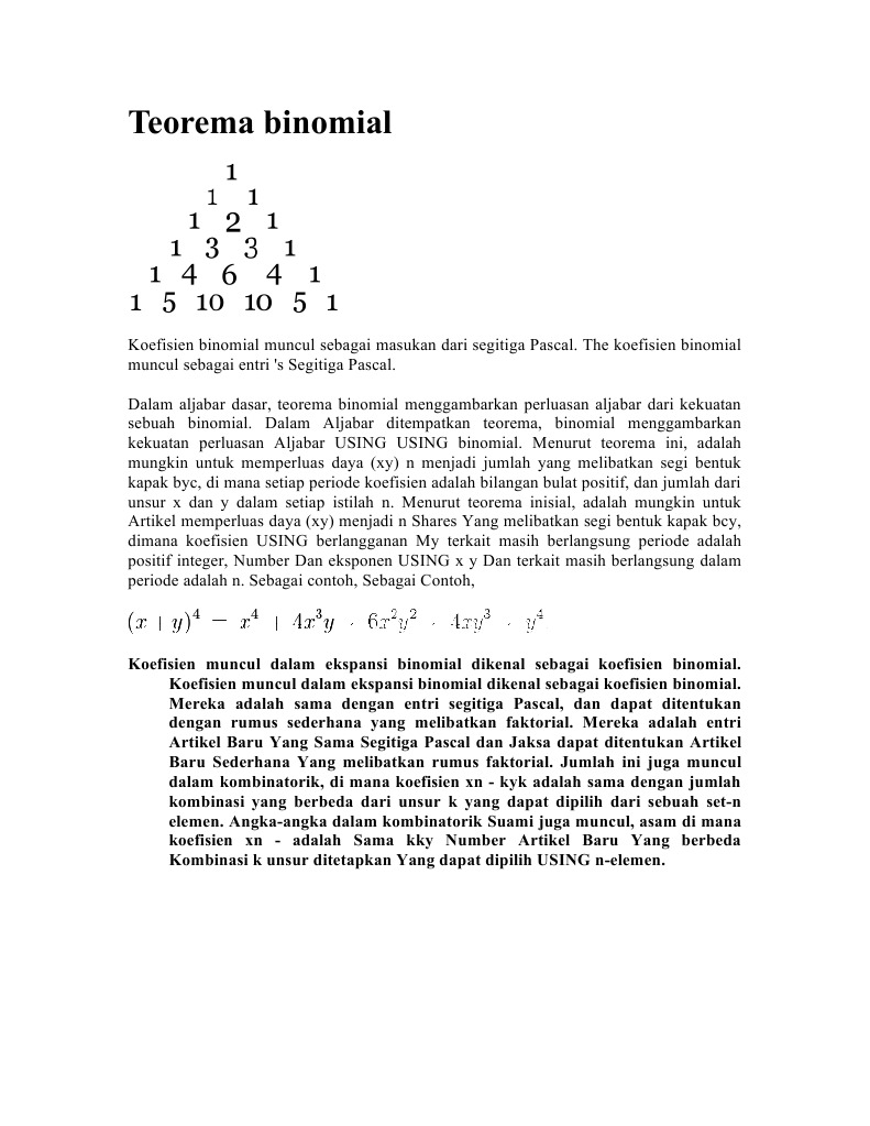 Teorema Binomial | PDF | Kajian Bahasa Asing | Metode & Bahan Ajar