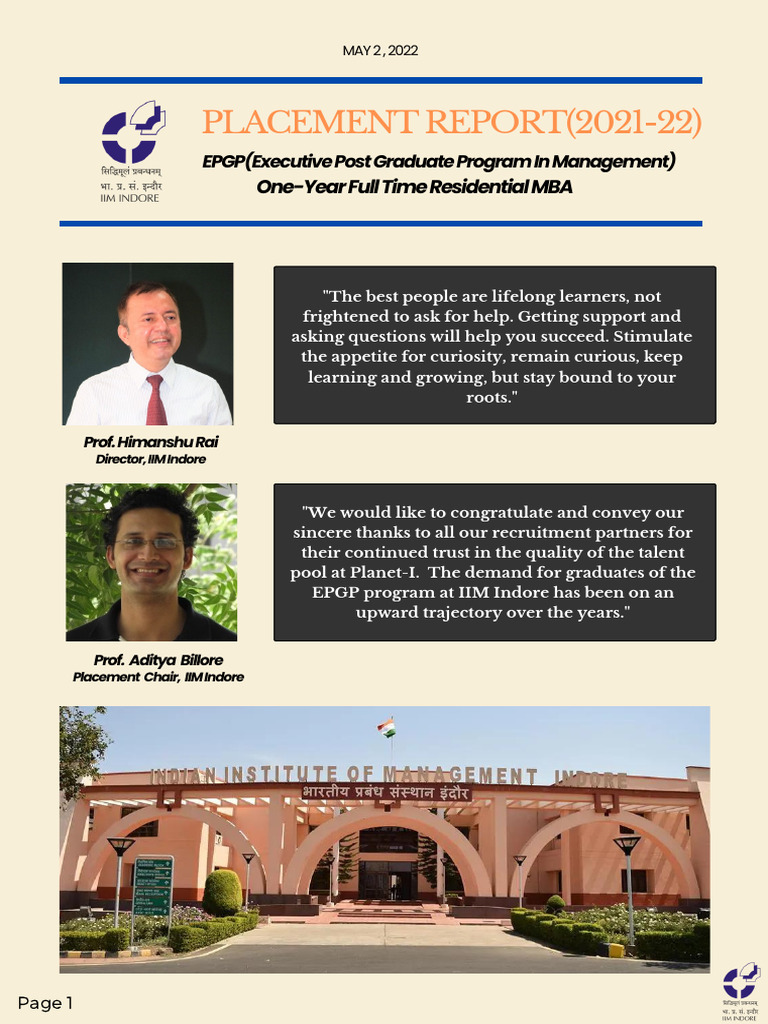 EPGP Placement Report2021!22!1 | PDF | Behavior Modification | Cognition