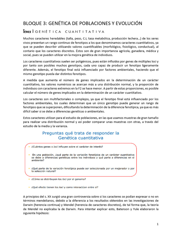 Genética Cuantitativa y Poblaciones | PDF | Heredabilidad | Endogamia
