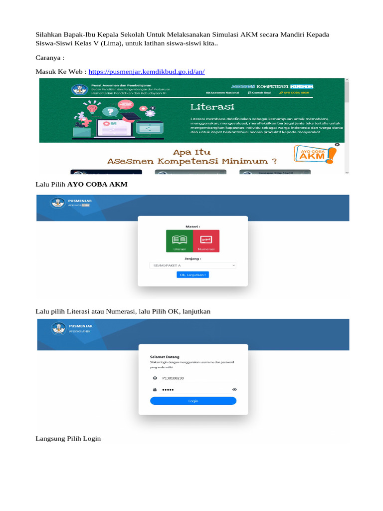 Simulasi Untuk Siswa AKM SD | PDF