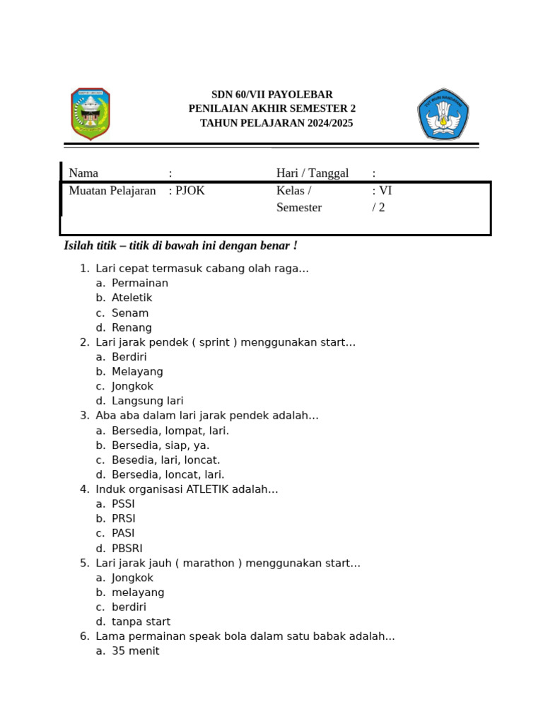 soal pak herman kls 6 tahun 2025 | PDF