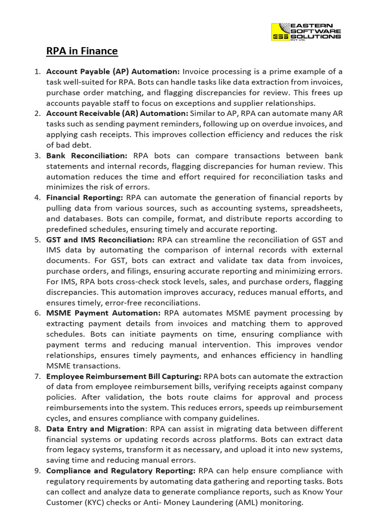 RPA Applications in Finance and Accounting | PDF | Accounts Payable ...