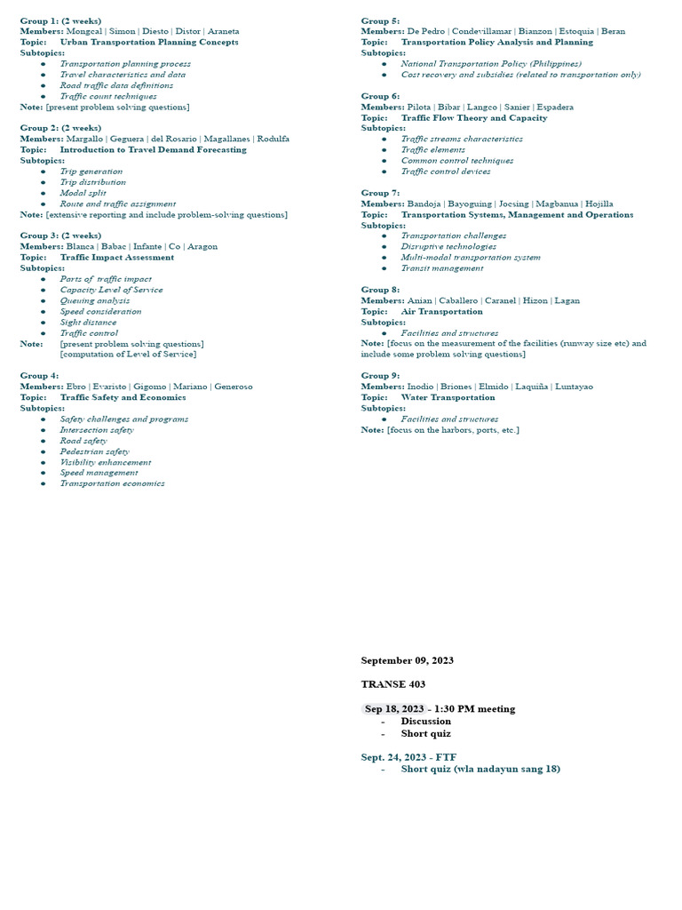 Transe 403 | PDF | Transport | Transportation Engineering