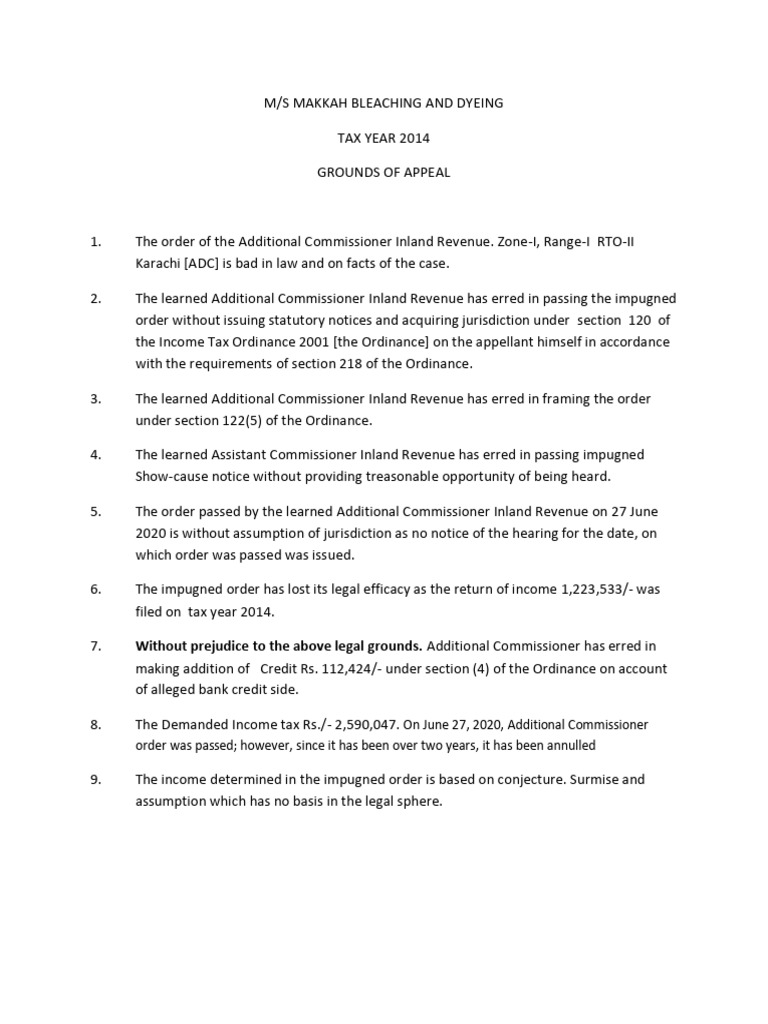 Grounds of Appeal 2014 | PDF