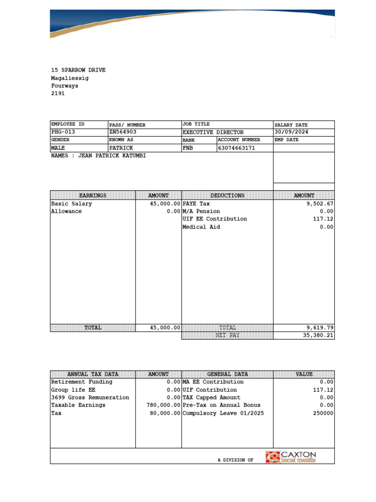Payslip August | PDF