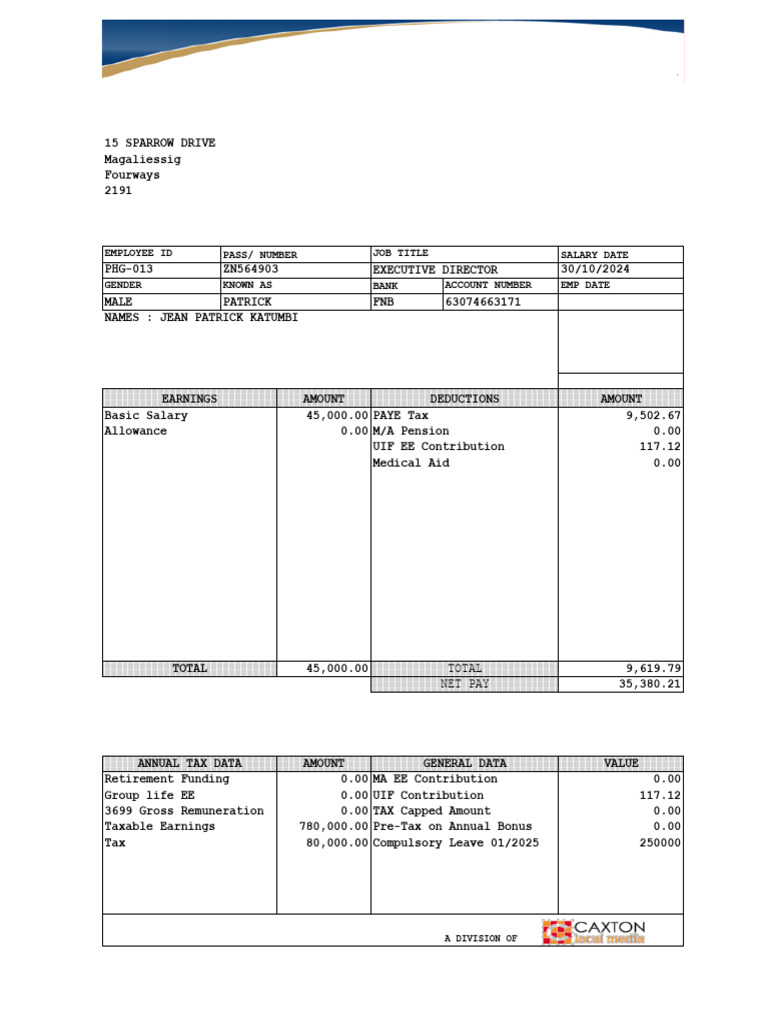Payslip October | PDF