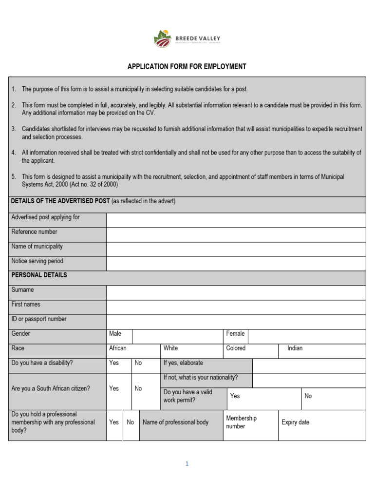 New Application Form For Employment MSR - 2022 | PDF | Recruitment | Justice