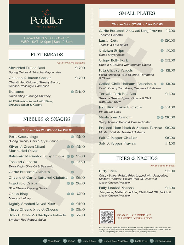 The Peddler New Lunch Mains Menu A4 V4 | PDF | Hamburgers | French Fries