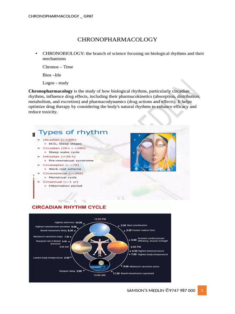 CHRONOPHARMACOLOGY2 | PDF | Pharmacokinetics | Circadian Rhythm