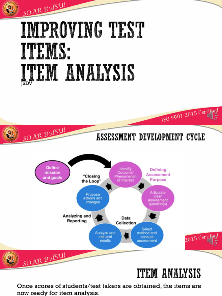Test Item Analysis for Assessments | PDF | Percentage | Evaluation Methods