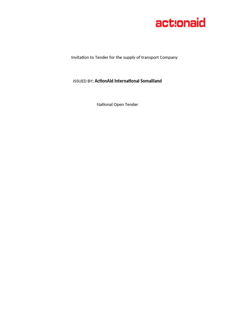 Invitation To Tender For The Supply of Transport Company 2025 ...