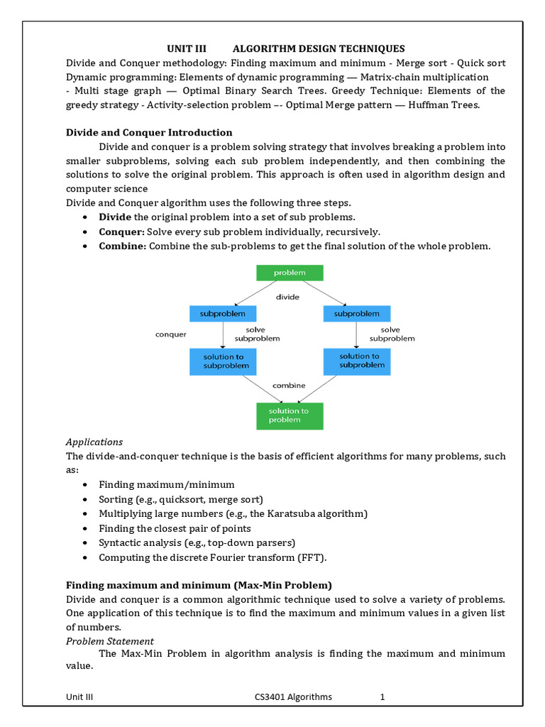 Cs3401 Algorithms Unit III | PDF | Dynamic Programming | Computer Programming