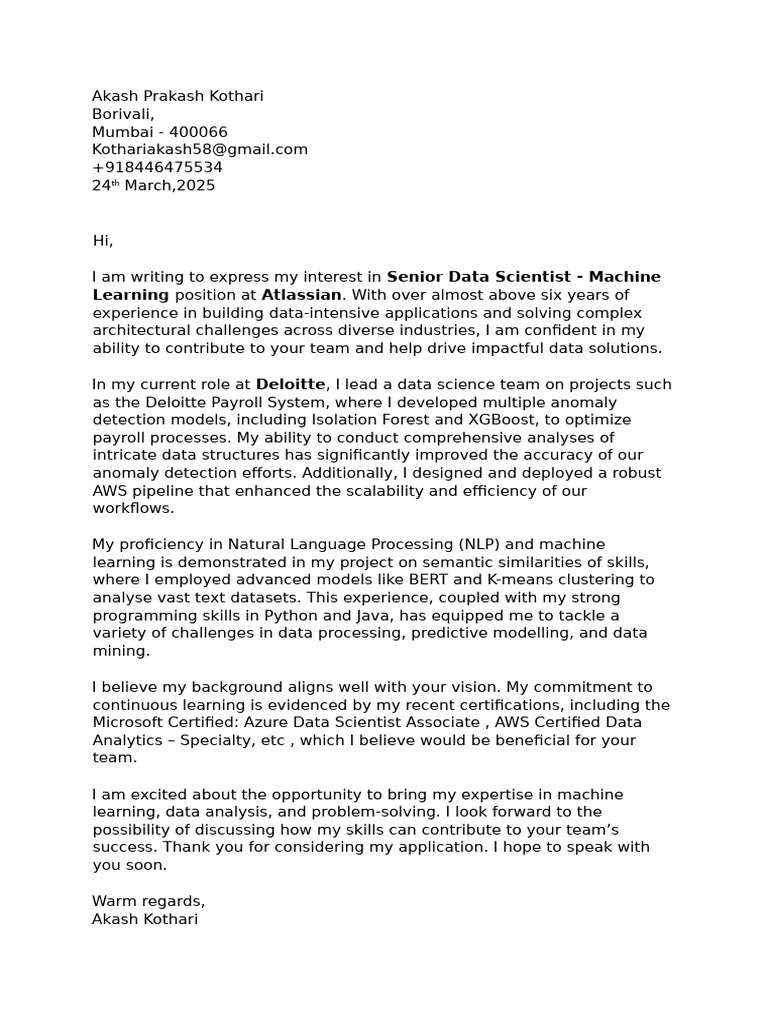 Akash Cover Letter | PDF