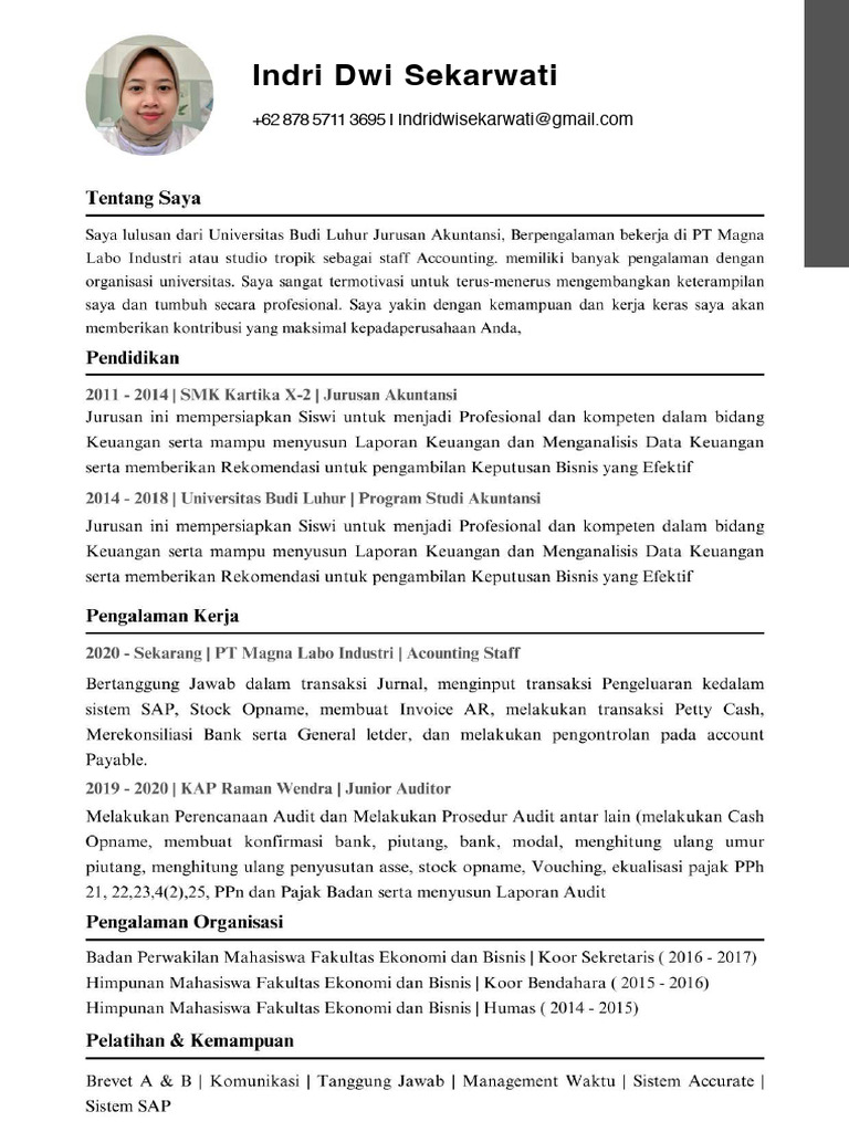 Resume Indri Dwi Sekarwati | PDF