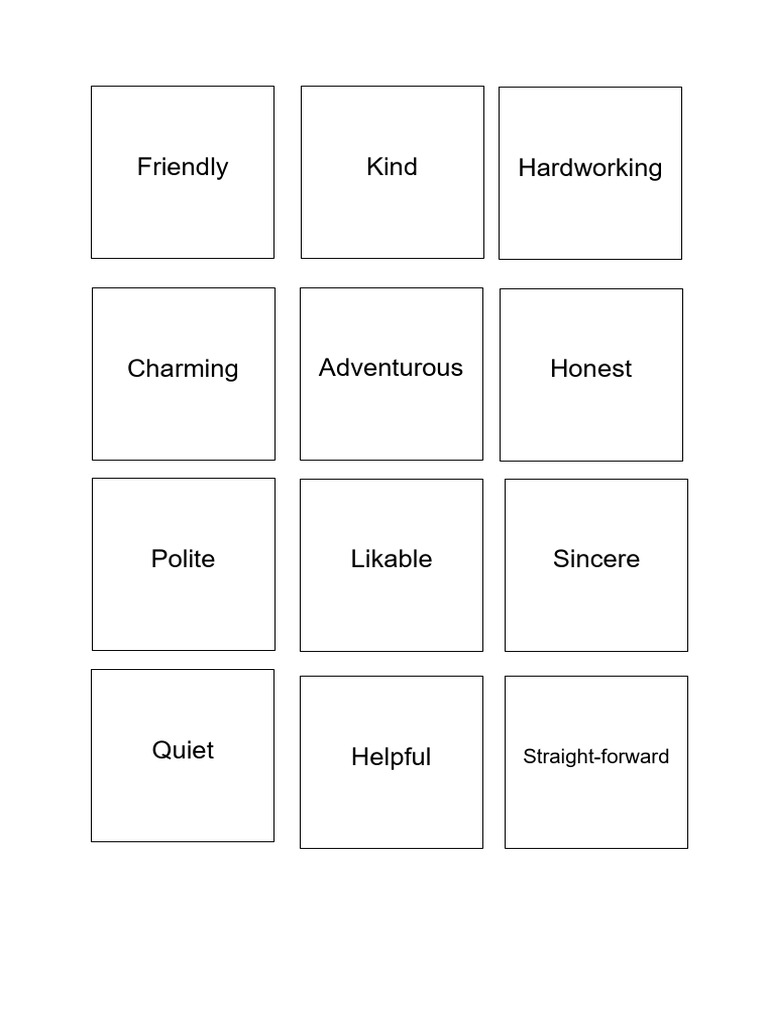 Personality Flash Cards | PDF