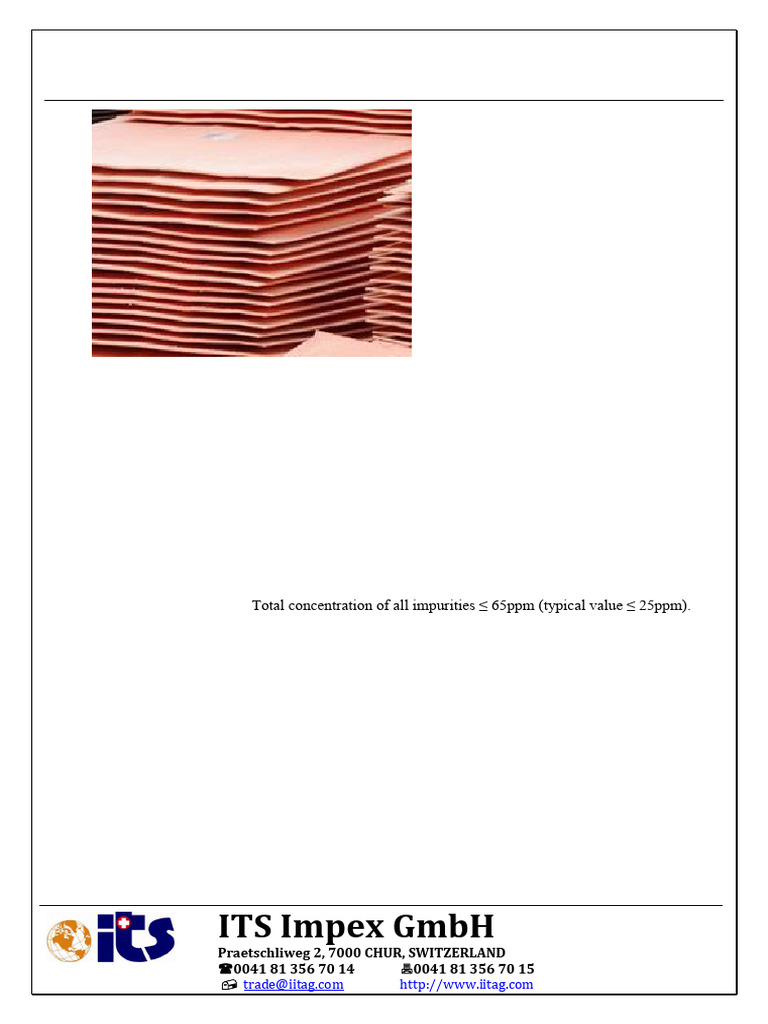 Copper Cathode Specifications Overview | PDF | Copper | Secondary ...