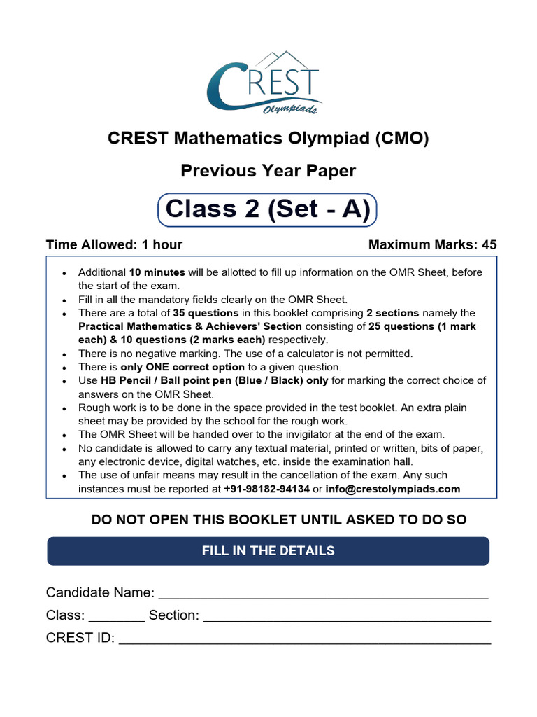 CMO Previous Year For Class 2 | PDF