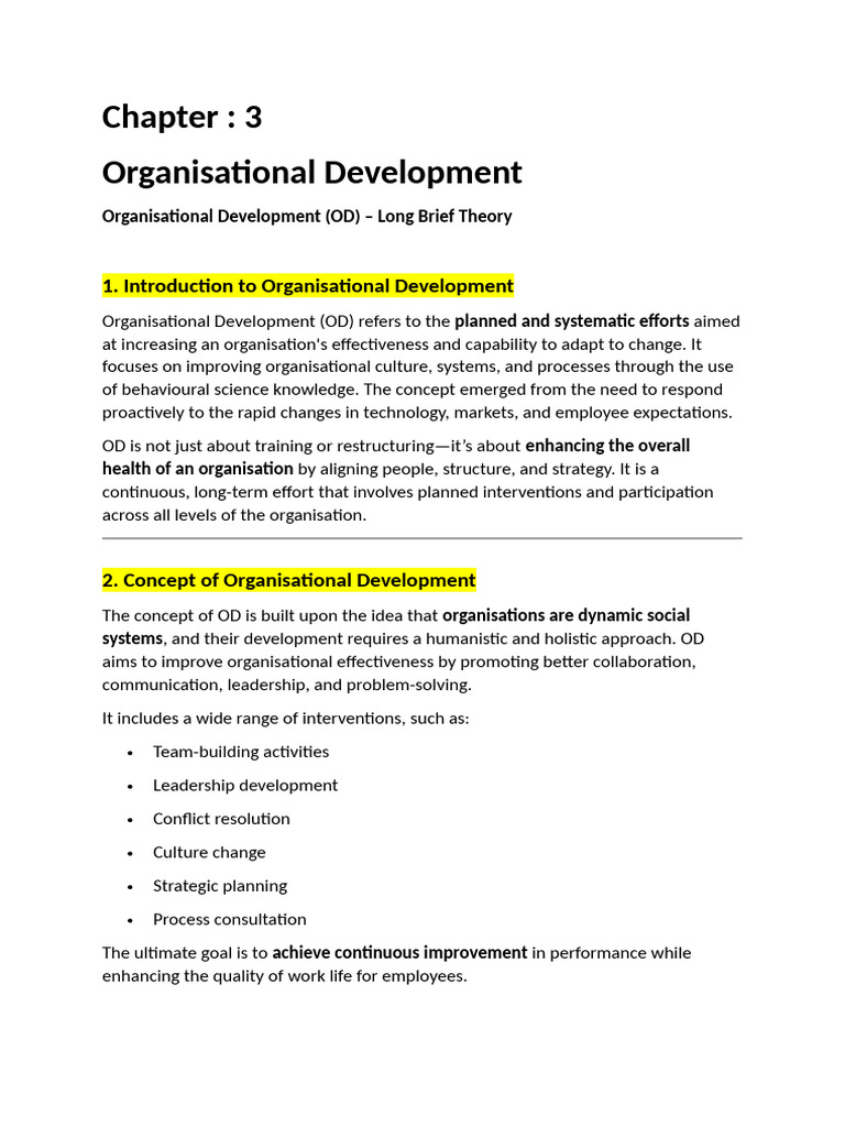 CH. 3 Organizational Development | PDF | Organization Development ...