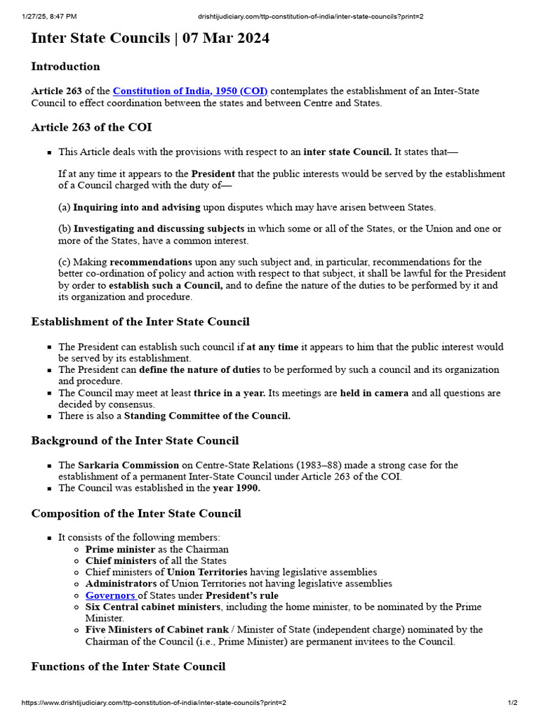drishtijudiciary.com_ttp-constitution-of-india_inter-state-councils_print=2 | PDF | Cabinet ...