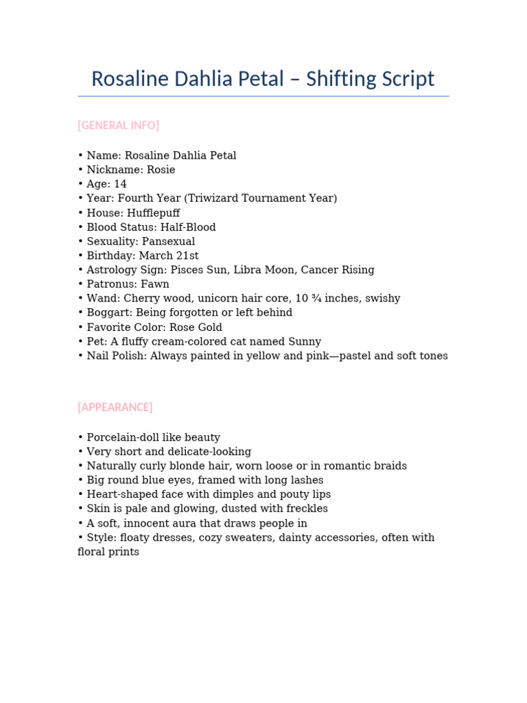 Rosaline Shifting Script | PDF | J. K. Rowling | Harry Potter