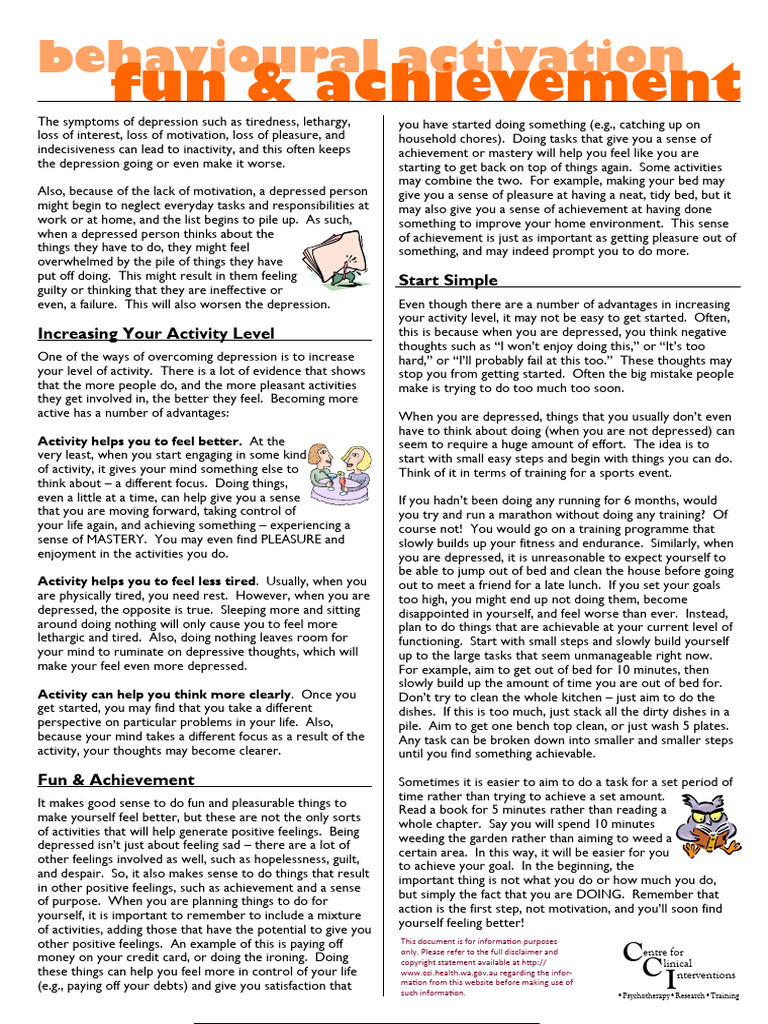 Bipolar Information Sheet - 08 - Behavioural Activation Fun ...