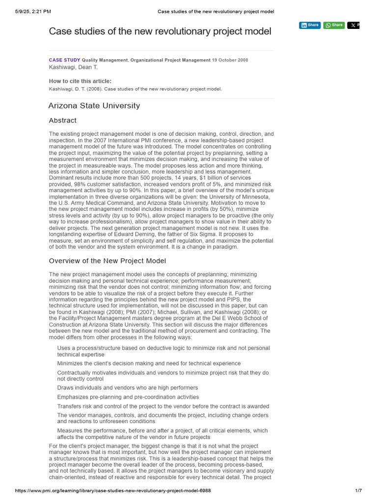 Case Studies of The New Revolutionary Project Model | PDF | Project ...