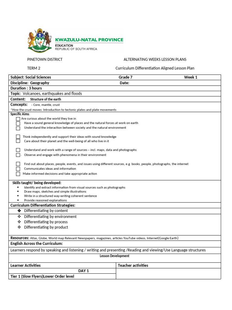 GRADE_7_ALTERNATING_WEEKS_LESSON_PLANS_TERM_2_FINAL_2025_FINAL2 | PDF ...