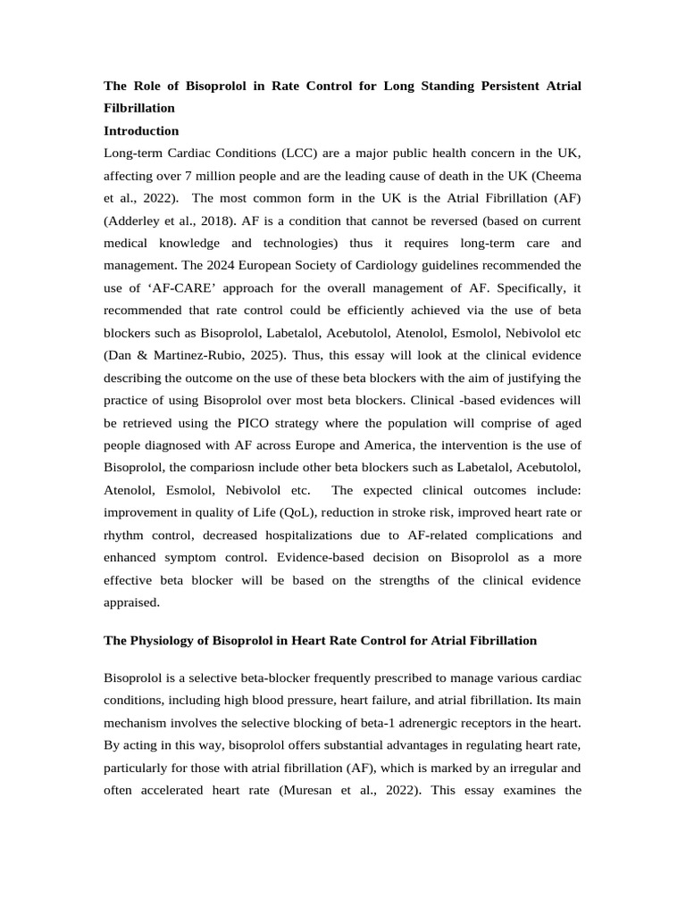 Kola 3 Draft The Role of Bisoprolol in Rate Control For Long ST Edited ...