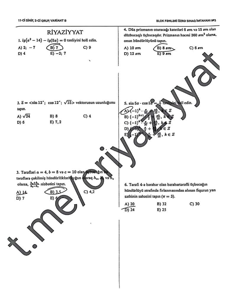 20.04.2025 II Blok Riyaziyyat Otk | PDF