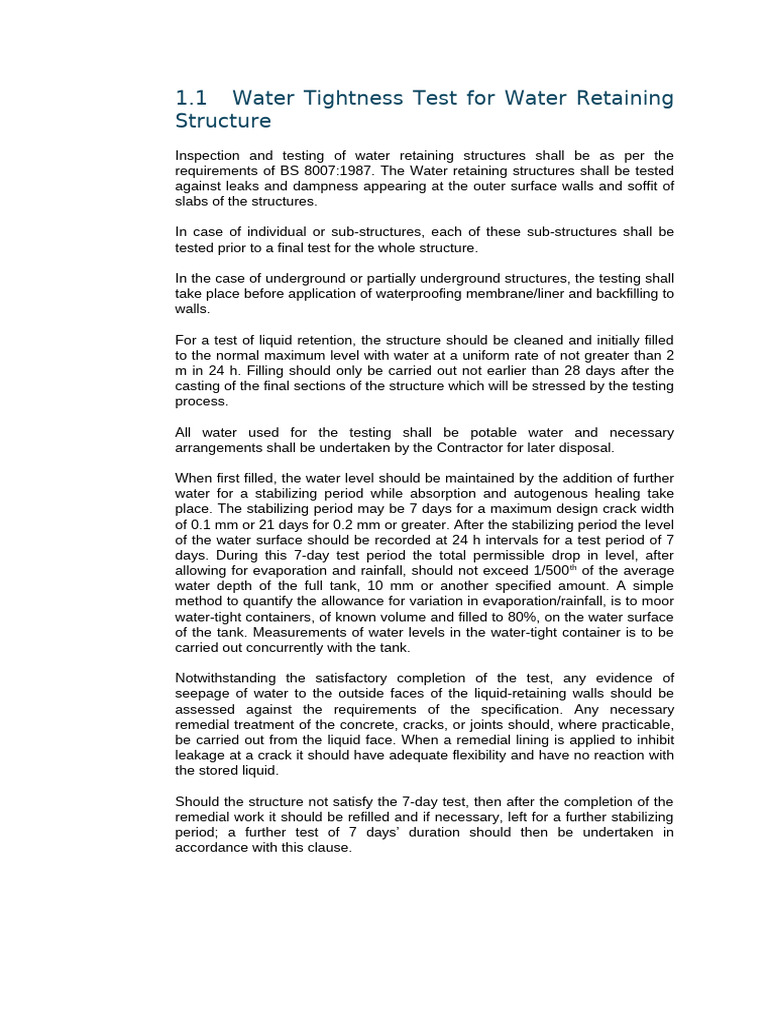 Water Tightness Testing for Structures | PDF | Water | Applied And ...