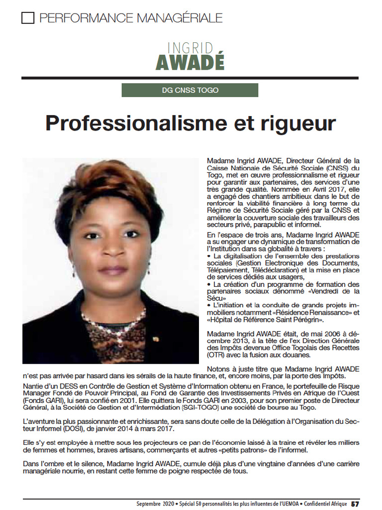 Madame Ingrid Awade Professionalisme Et Rigueur | PDF