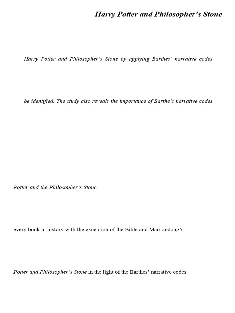 Narrative Structure in Harry Potter | PDF | Harry Potter