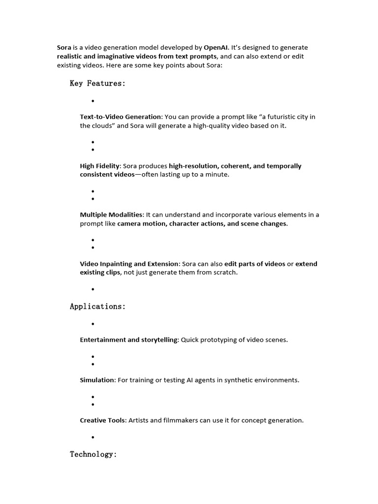 Sora Video Generation Overview | PDF