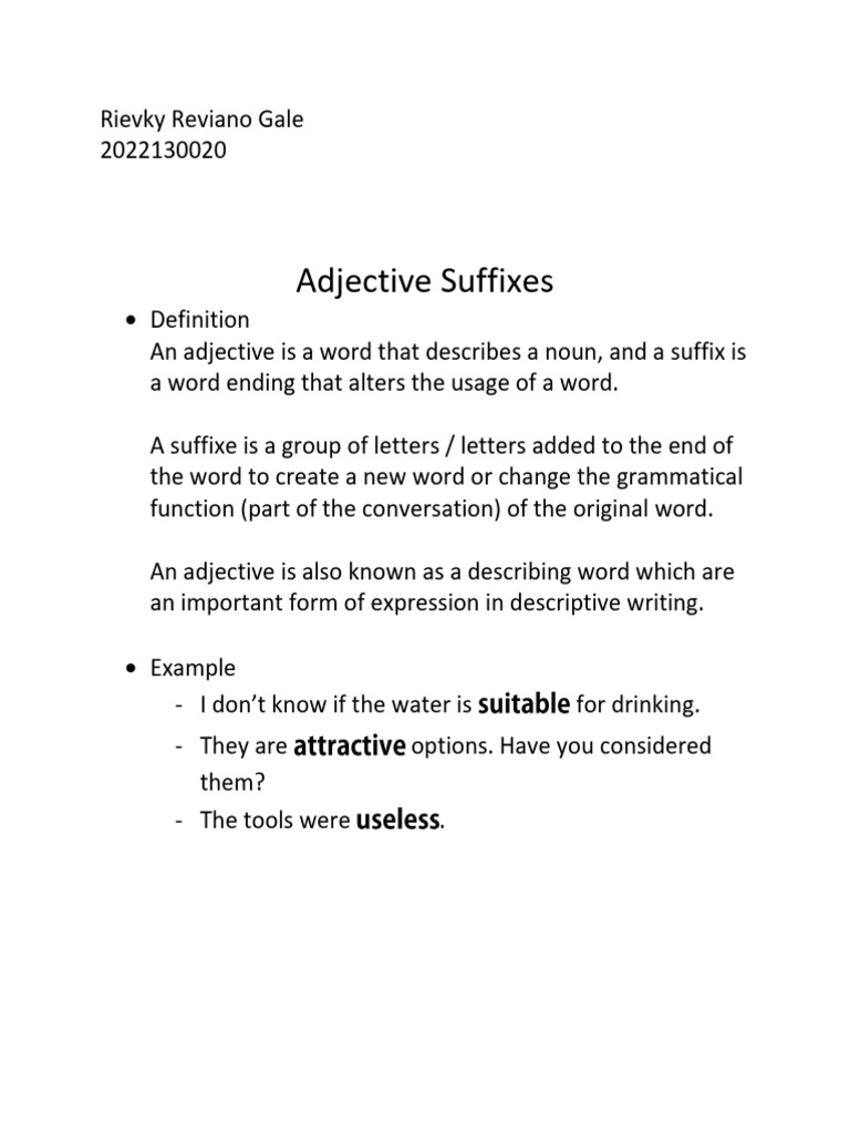 Understanding Adjective Suffixes | PDF