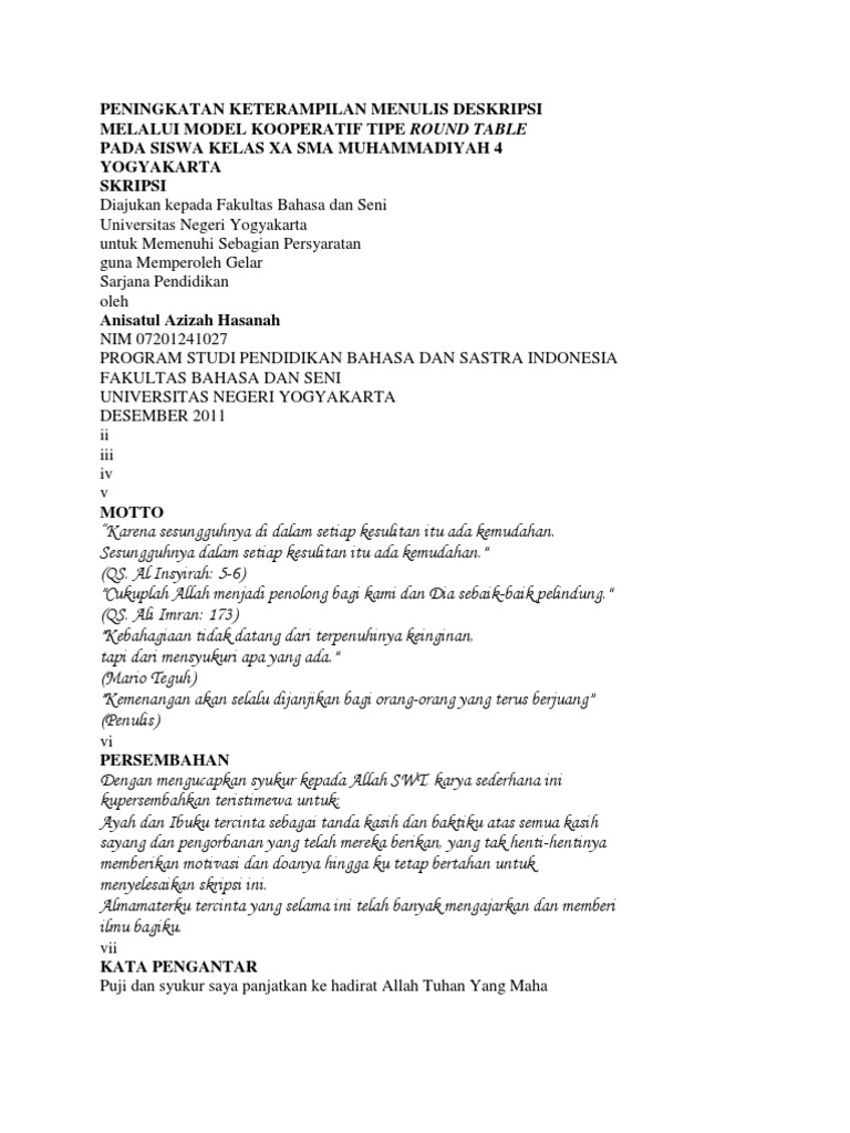 Peningkatan Keterampilan Menulis Deskripsi | PDF