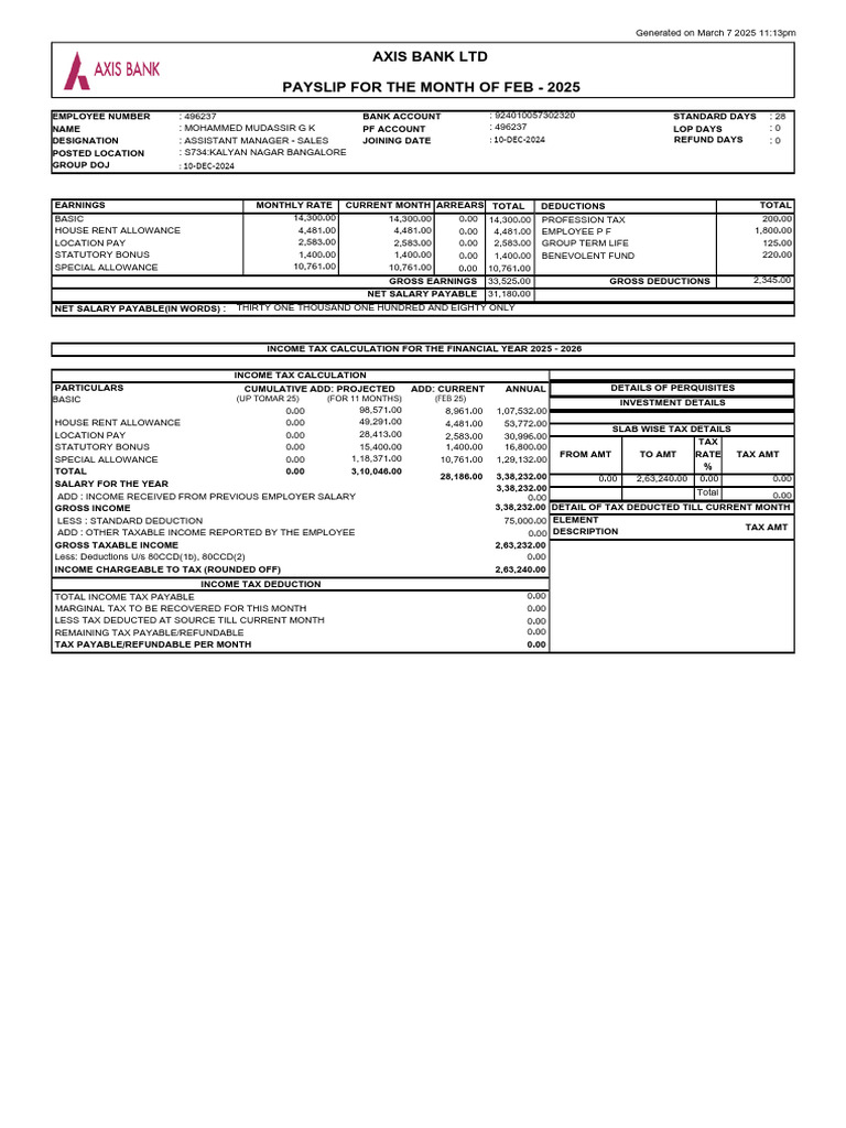 Feb Axis Payslip-Merged | PDF | Alternative Minimum Tax | Taxes