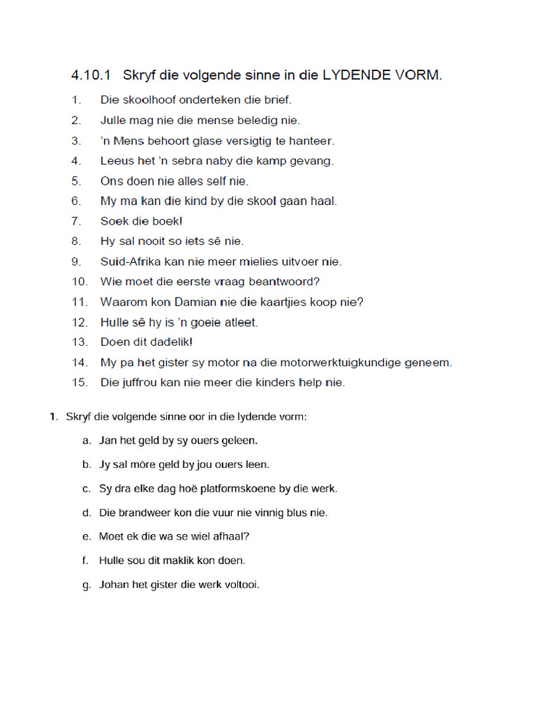 Lydende en Bedrywende Oefeninge | PDF