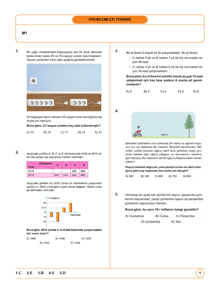 Problemler Tekrar M1 | PDF